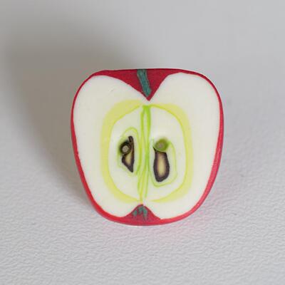 红苹果切片横向纽扣孔造型纽扣