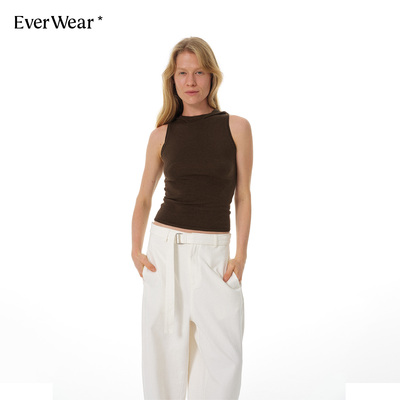 EverWear美式圆领针织工字背心女修身打底无袖上衣