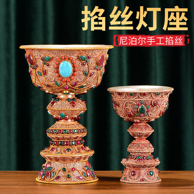 尼泊尔手工铜烛台灯座