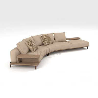 侘寂风实木酒店大堂弧形沙发宋氏美学客厅售楼处美容院直排家具