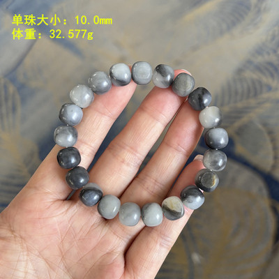 10毫米青花籽料老型珠手串有原皮