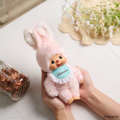 现货日本正品Monchhichi 蒙奇奇CHIMUTAN 伊势丹粉色兔子 公仔