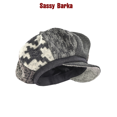 SassyBarka八角拼接报童帽设计师款立体剪裁超大画家帽子男女秋冬