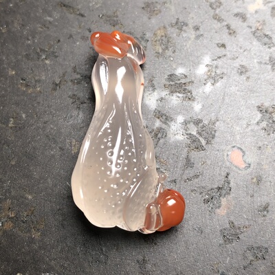 川料凉山南红玛瑙无裂原矿冰飘俏色巧雕白菜吊坠百财小挂件6.07克