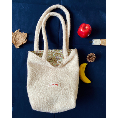 复古羊毛呢百搭水桶包毛绒单肩包