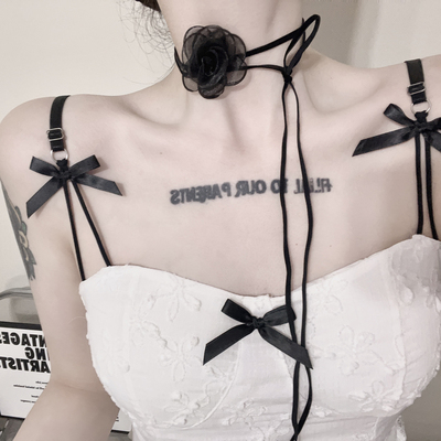 choker项圈项链黑色锁骨链女花朵简约日韩版脖子饰品颈链颈带系带