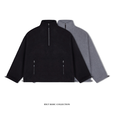 IDLT 大粒摇粒绒 廓形半拉链落肩抓绒卫衣宽松户外百搭基础潮