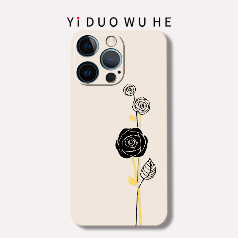 一朶午荷16iPhone15promax手机壳苹果14软7保护套8plus磨砂mini全包XR/13/12原创小众卡通清新