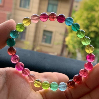 天然巴西碧玺水晶手链女款单圈手串饰品礼物送女友闺蜜生日礼物