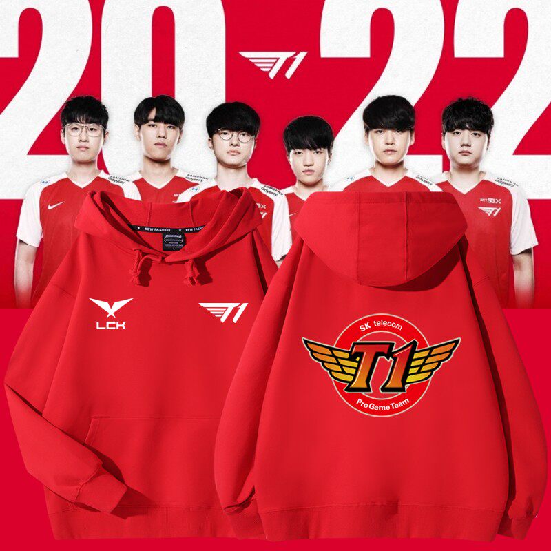 SKT1战队队服S12全球总决赛外套2022LCK赛区faker周边连帽卫衣男_虎窝淘