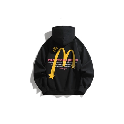 美式复古趣味涂鸦星星连帽卫衣