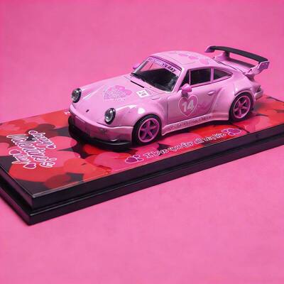MC 1:64 保时捷RWB930GTWing宽体改装 情人节限定版合金汽车模型