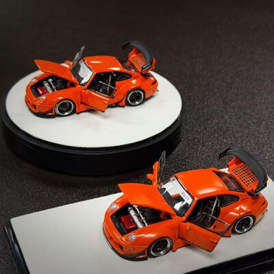 PGM 1:64 保时捷RWB 993热力橙 合金全开收藏汽车模型