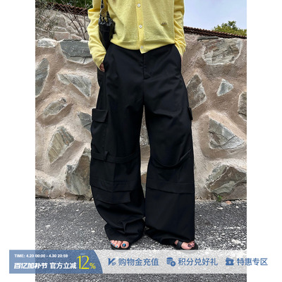 ETHOR休闲黑色多口袋工装长