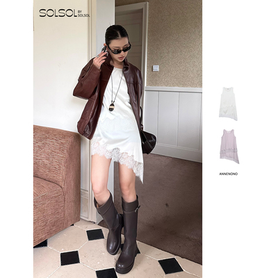 ANNENONO秋冬斜下摆背心连衣裙女