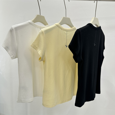 【本命小马】wan能百搭基础款瘦瘦短袖T恤女修身显瘦圆领正肩打底