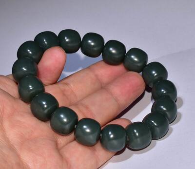 叶城蓝调山料老型珠手链