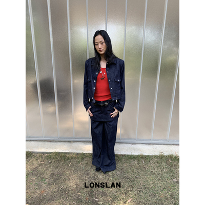 LOSLAN 25SS春夏新款 休闲穿搭牛仔套装 短裙 阔腿裤三件套装