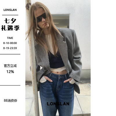 LONSLAN 24WINTER 11/10 20:00NEW 呢子千鸟格阔挺西装外套