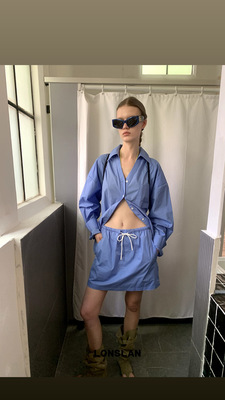 LONSLAN 2024SUMMER5/31 20:00NEW V领长袖防晒衬衫+绑带短裙套装