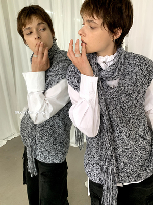 LonslanShop针织毛衣背心配围巾