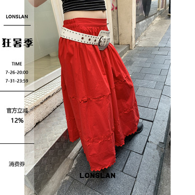 LONSLAN25SUMMER 4.14 20:00NEW 花边大摆半裙