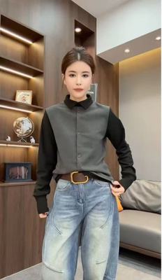 【12.1慧姐大码女装】2025新款拼接上衣JN妞9086-