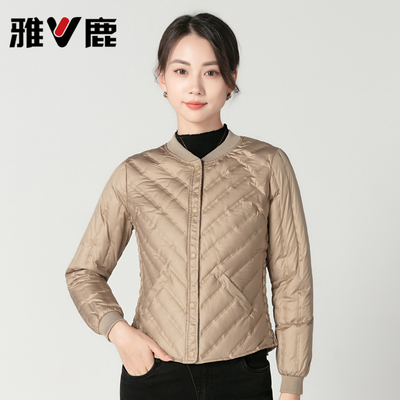 百搭V领短款无缝羽绒服女