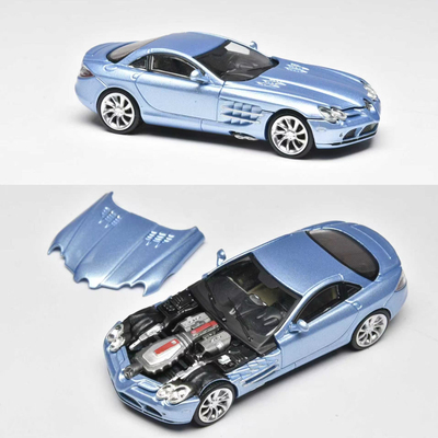 SH 1:64 梅赛德斯 奔驰 SLR McLaren迈凯伦 冰蓝合金开盖汽车模型