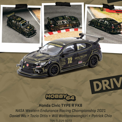 TW 1:64 本田思域 Civic Type R FK8 NASA西部耐力赛合金汽车模型