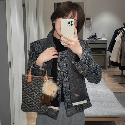 黑桃园简约短款毛呢短外套女