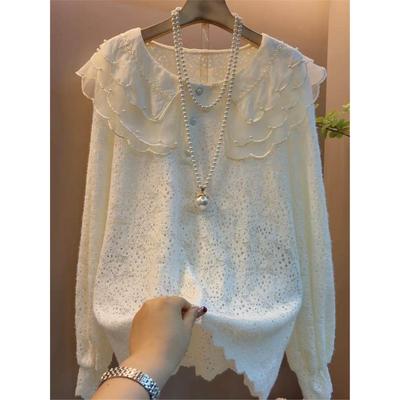 大码女装2025冬季新款上衣女娃娃领显瘦胖妹妹胖mm内搭蕾丝打底衫