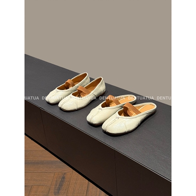 DENTUATUA 日杂少女出街单品~ 25ss褶皱tabi分趾平底包头拖单鞋女