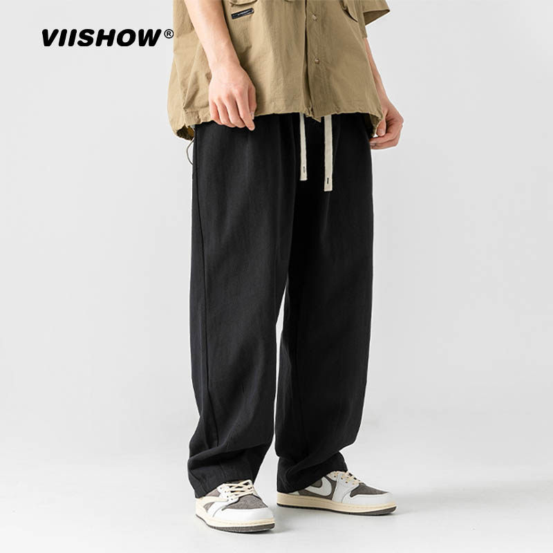 VIISHOWoversize美式休闲裤男直筒运动潮牌裤子高级感痞帅设计感