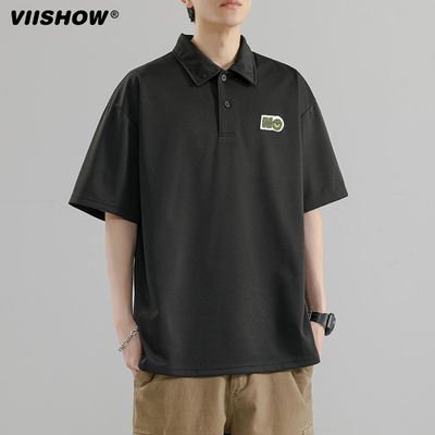 VISHOW夏季短袖POLO衫男2024年宽松翻领T恤青年宽松ins流行情侣