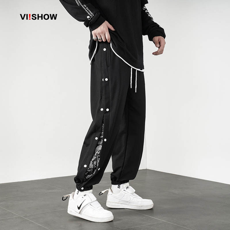 VISHOW2024秋冬新款宽松休闲长裤日式潮流侧边印花学生帅气卫裤