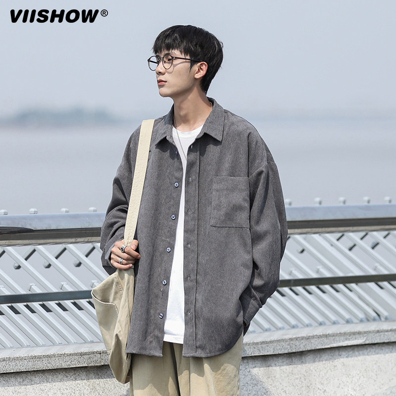 VIISHOW日系cityboy打底衬衫男vintage美式休闲叠穿内搭衬衣冬