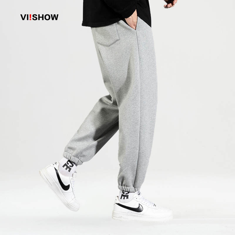 VIISHOW秋季欧美潮牌高街简约纯色长裤宽松休闲束脚垂感慵懒痞帅