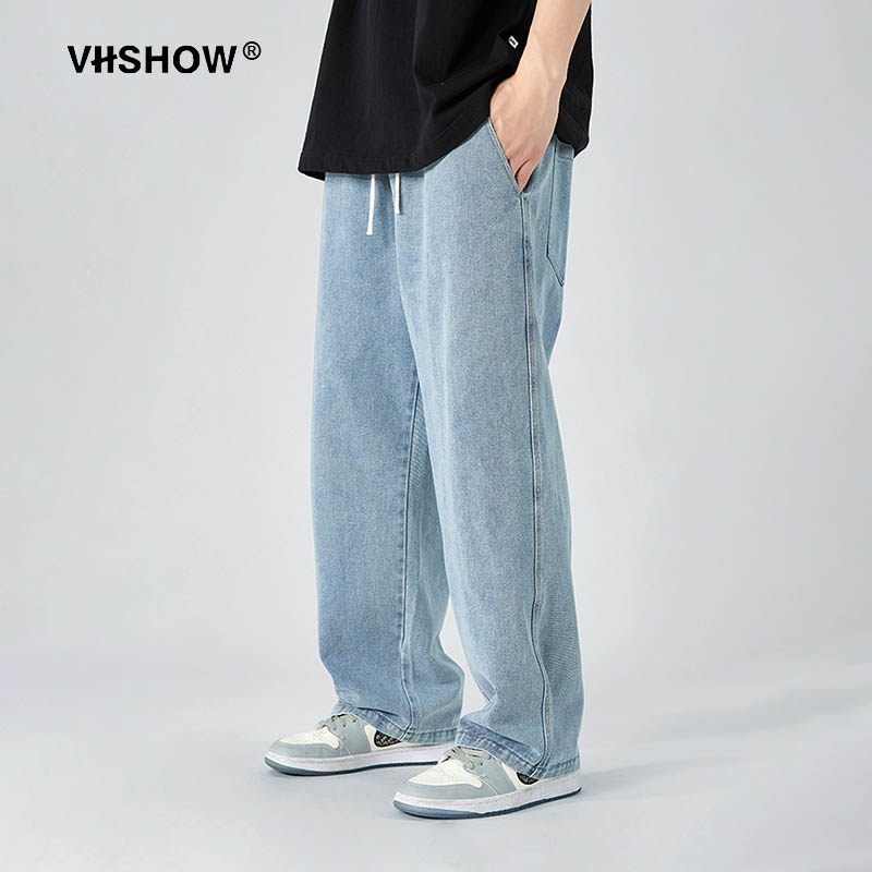 VIISHOW牛仔裤男士2024秋季新款潮牌ins百搭直筒宽松阔腿长裤子