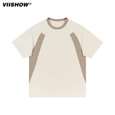 VIISHOW防晒速干复古半高领短袖T恤男夏季新款宽松凉感运动上衣