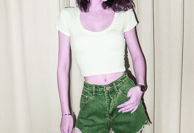 多色弹力棉短款修身短袖T恤