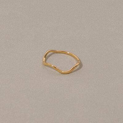 波浪18K金简约几何素圈小众戒指