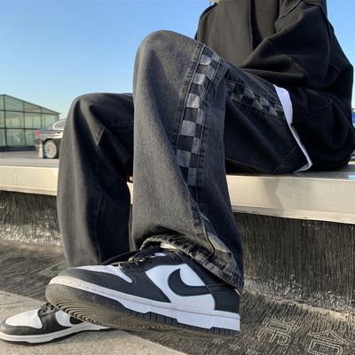 潮标蒂长裤水洗秋冬款拼接撞色