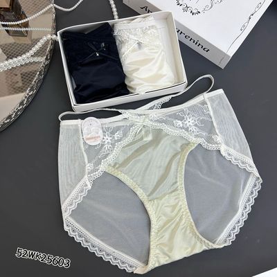 米娅林25603小心机蕾丝内裤女性感纯欲中腰无痕轻薄微透视蚕丝裆