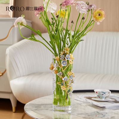 罗比罗丹《福地流金》珐琅彩工艺水养鲜花花瓶创意餐桌茶几插花瓶