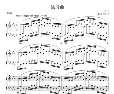 大海 Etude Op. 25 No.12 肖邦练习曲 钢琴谱 电子格式