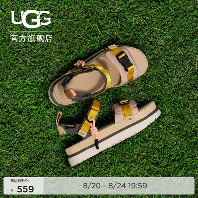 UGG露趾魔术贴搭扣休闲金星凉鞋