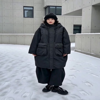 紫布语2026冬季新款时尚百搭宽松立领中长款羊毛绒外套女90998
