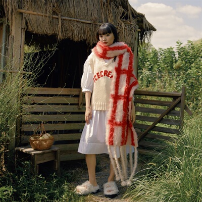 CHINCHIN马海毛拼色设计围巾