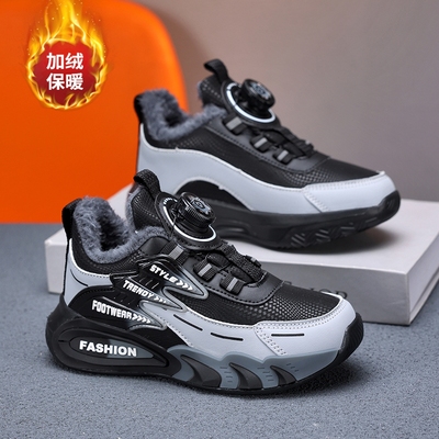 CEO ABC童鞋男童棉鞋冬季2025新款中大童加绒加厚皮面保暖运动鞋